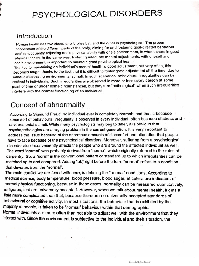 Psychological Disorders | PDF