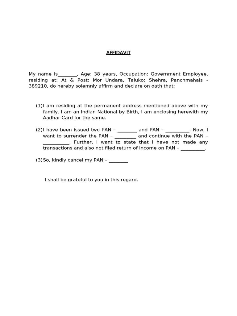 Pan Affidavit | PDF