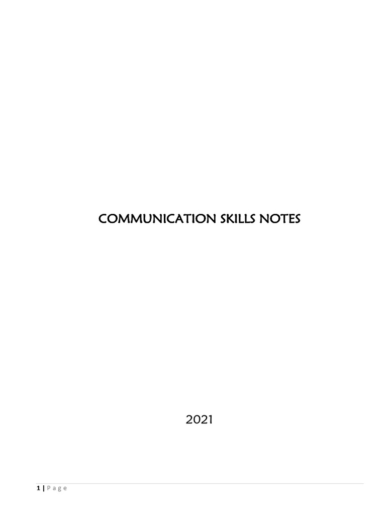 Comm Skills Notes | PDF | Communication | Nonverbal Communication
