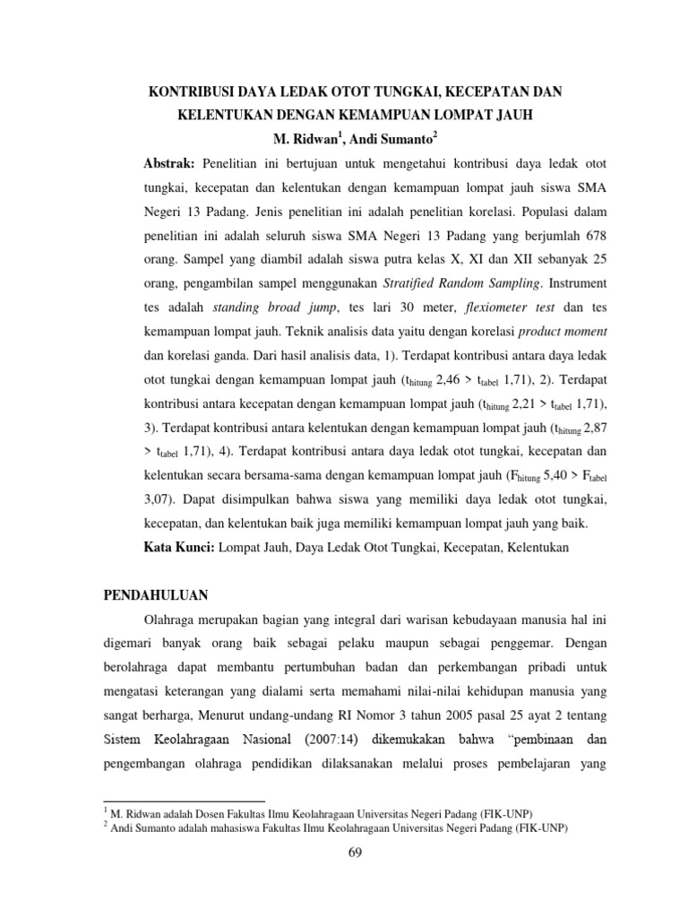 Kontribusi Kecepatan dan Daya Ledak Lompat Jauh | PDF