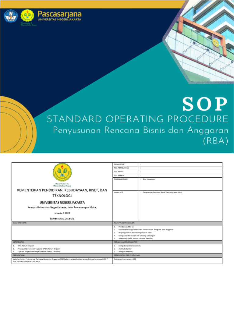 SOP Penyusunan Rencana Bisnis Anggaran RBA | PDF | Teknologi & Rekayasa