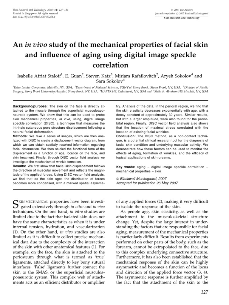 An in vivo study of the mechanical properties of facial skin | PDF ...