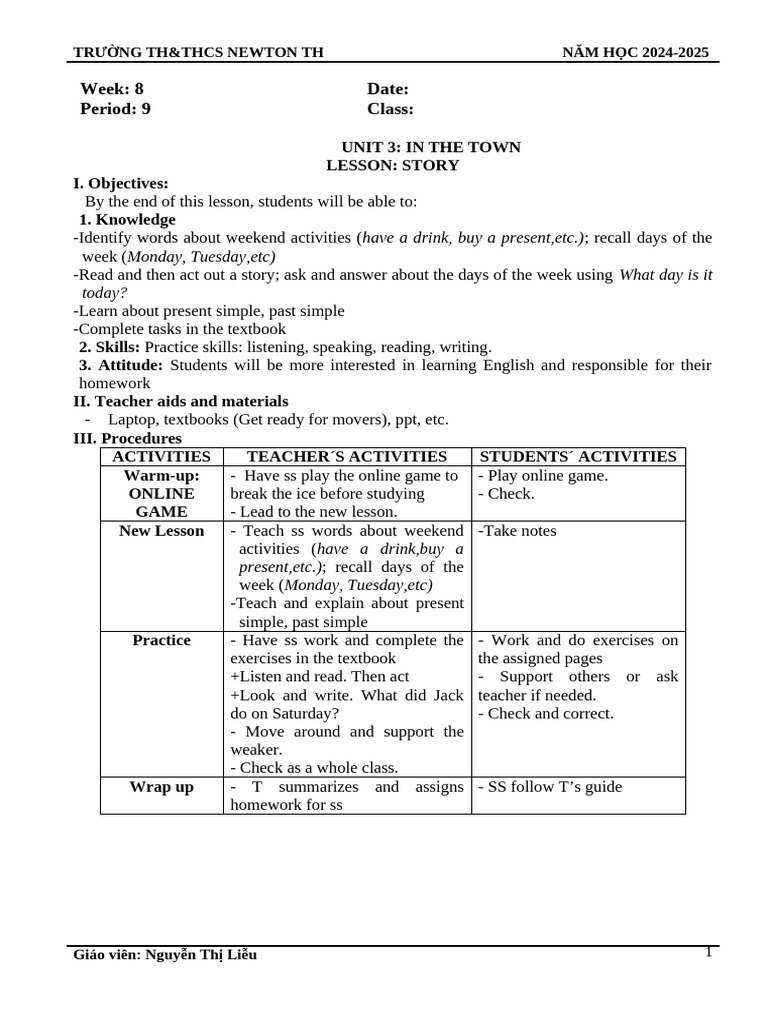 Form Giáo Án 2345 | PDF