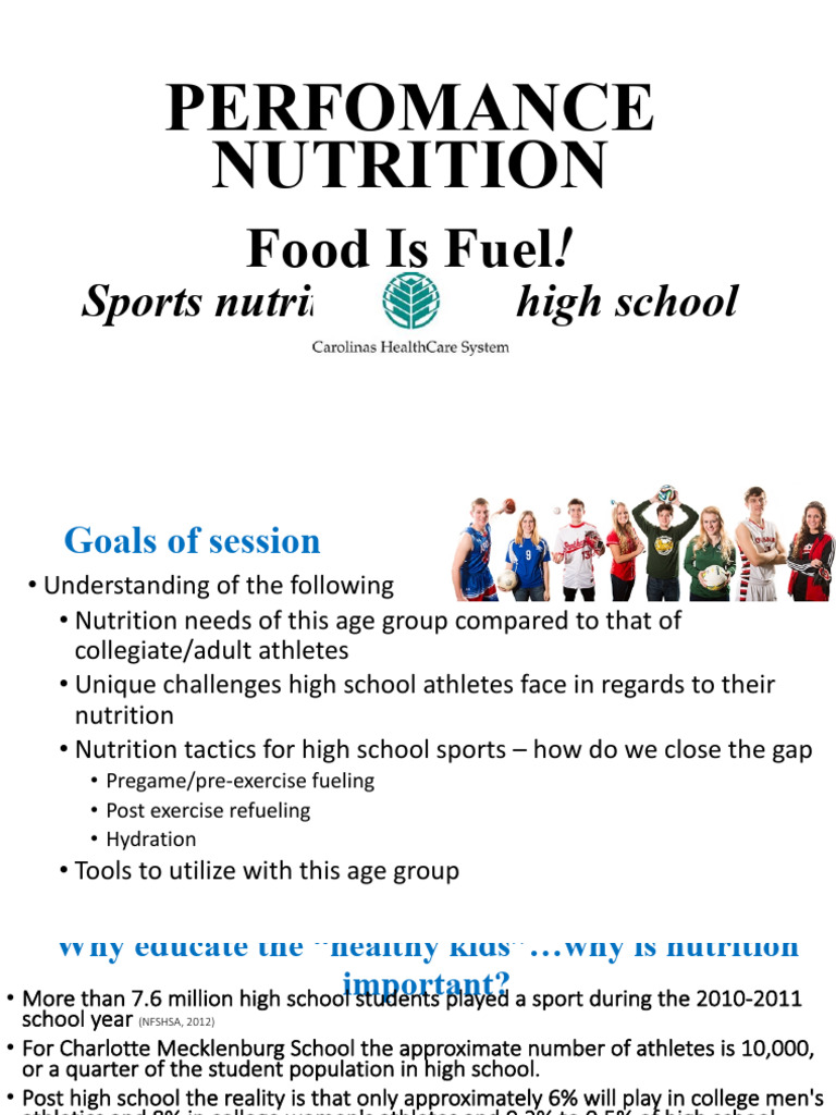 High School Sports Nutrition Presenation 2017 CMS Coaches Meeting With ...