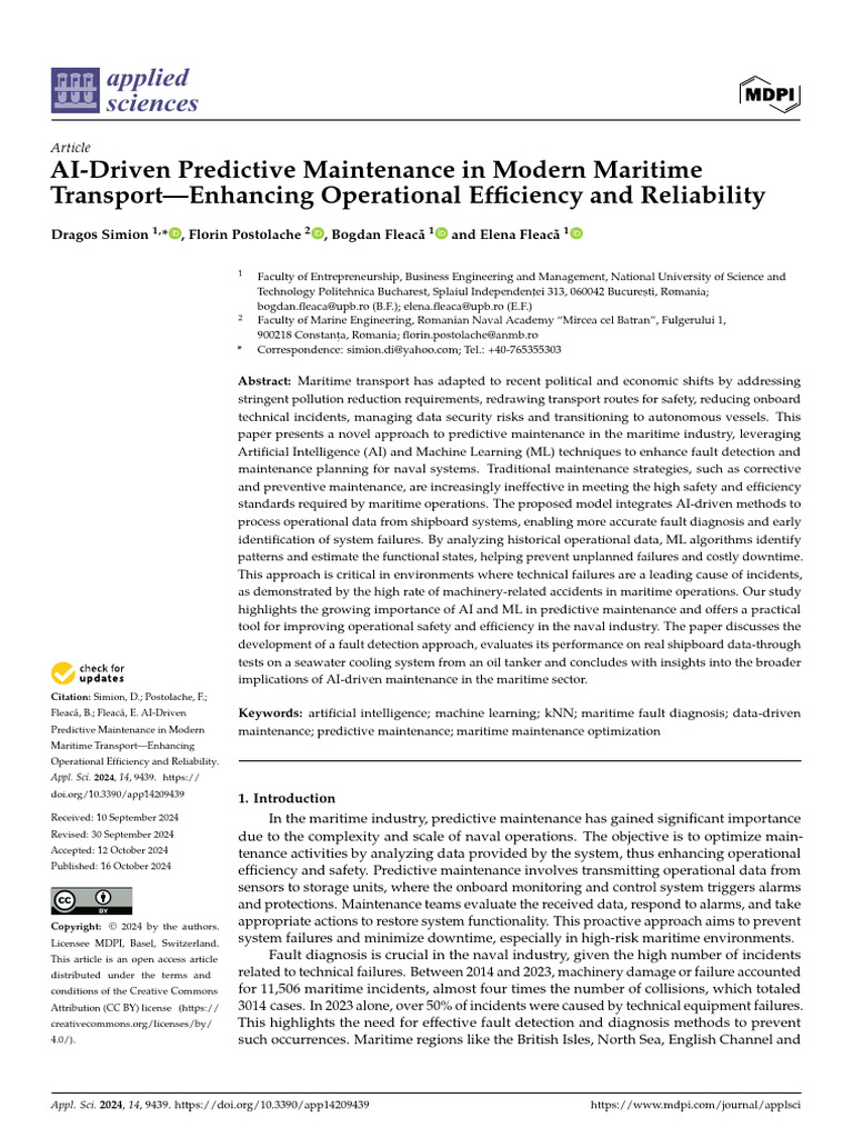 AI-Driven Predictive Maintenance in Modern Maritime | PDF | Machine Learning | Reliability ...