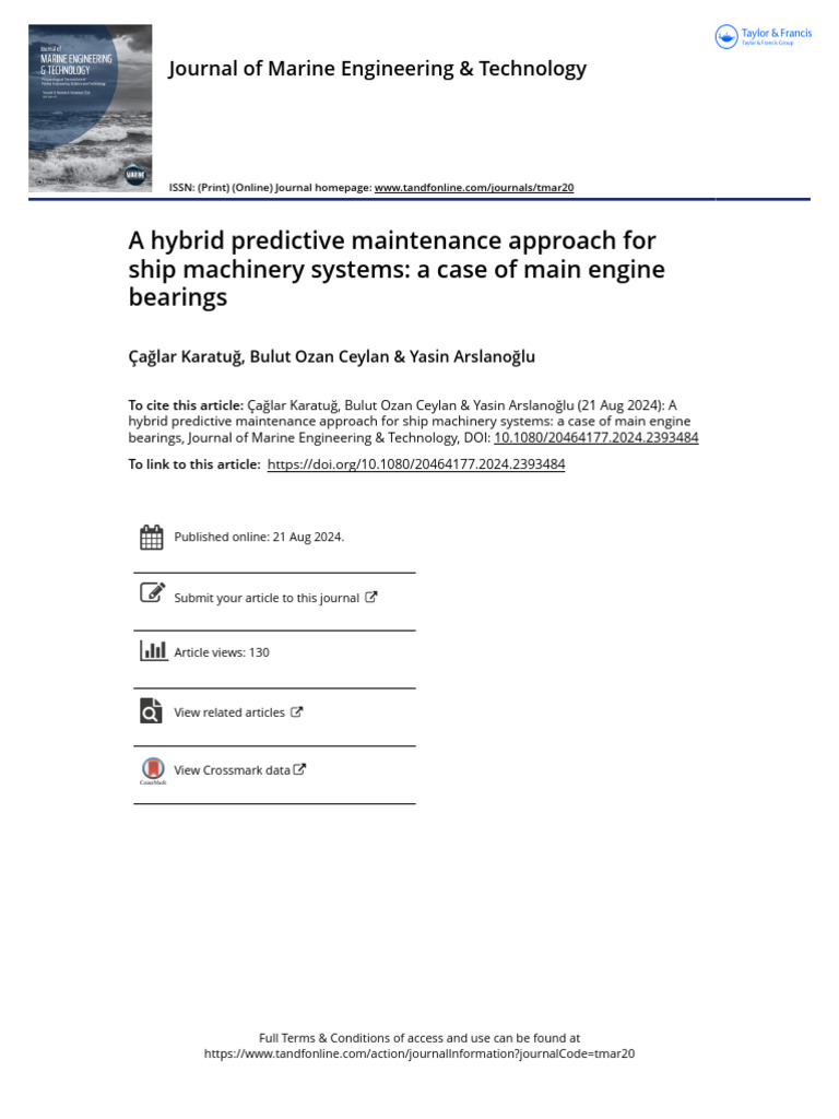 A Hybrid Predictive Maintenance Approach For Ship Machinery Systems A ...