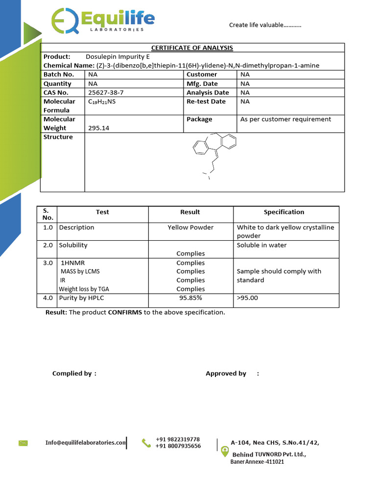 Dosulepin Impurity E | PDF