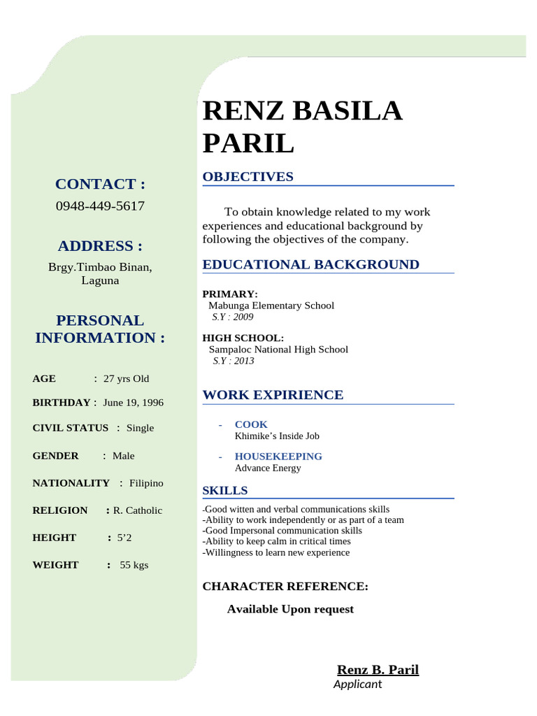 Resume 1st Job | PDF
