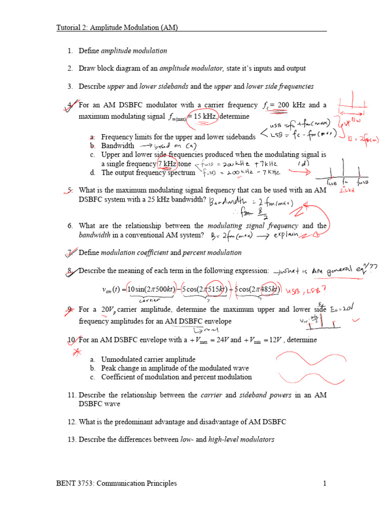 Tutorial 2 - Revised Version | PDF | Modulation | Amplitude