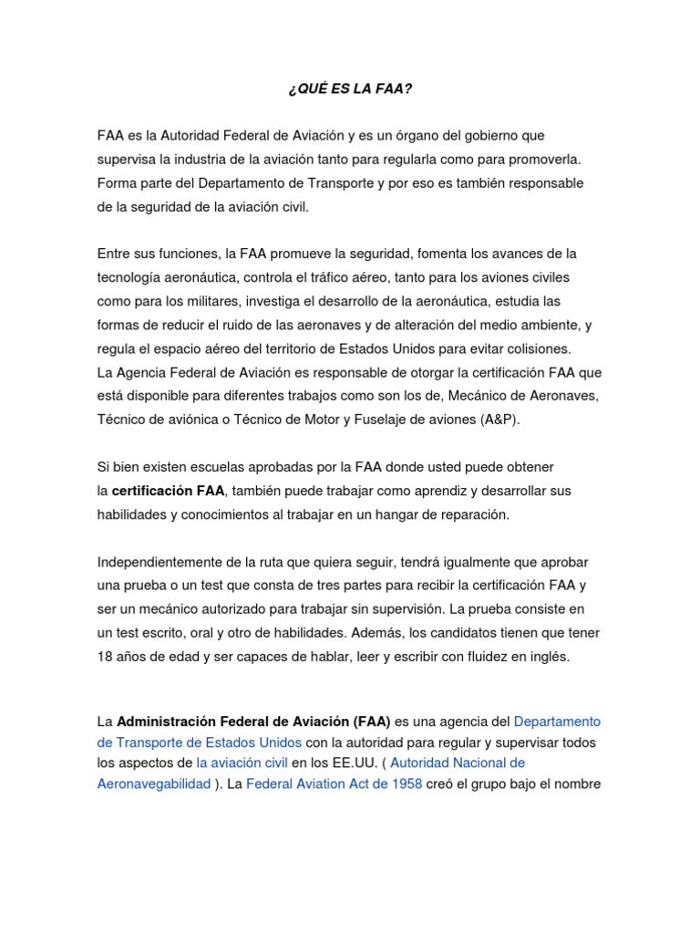 Qué Es La Faa | PDF | Control de tráfico aéreo | Aeropuerto