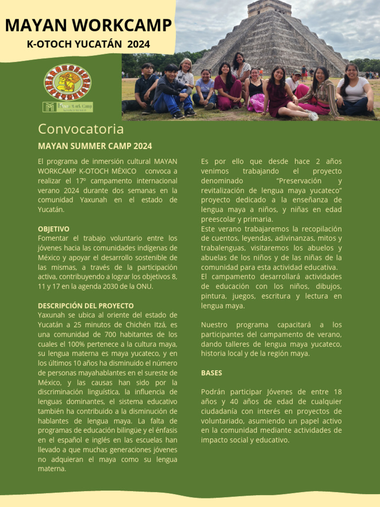 Convocatoria para Mayan Summer Camp 2024 | PDF | México | Civilización maya