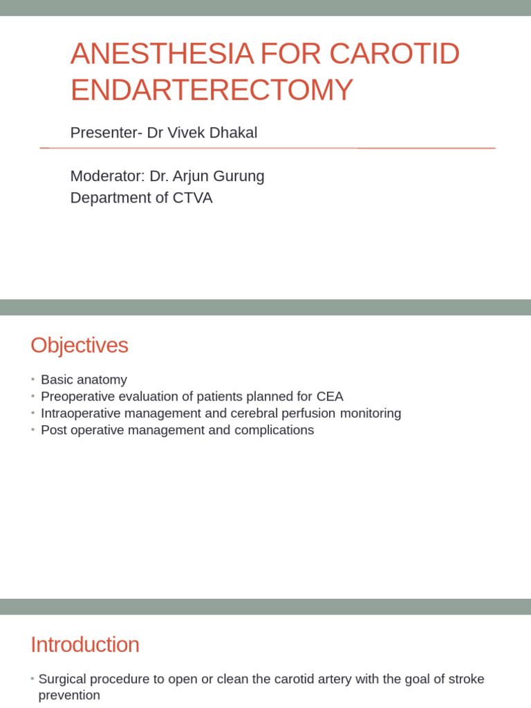 Anesthesia Techniques for Carotid Surgery | PDF | Stroke | Ischemia