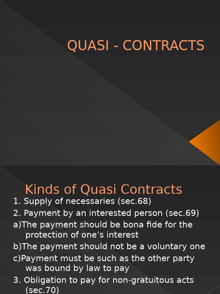 Quasi Contracts | PDF | Law