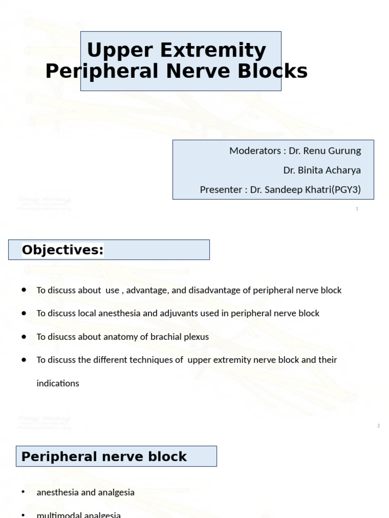 Peripheral Nerve Block - Upper Extremity | PDF | Analgesic | Opioid