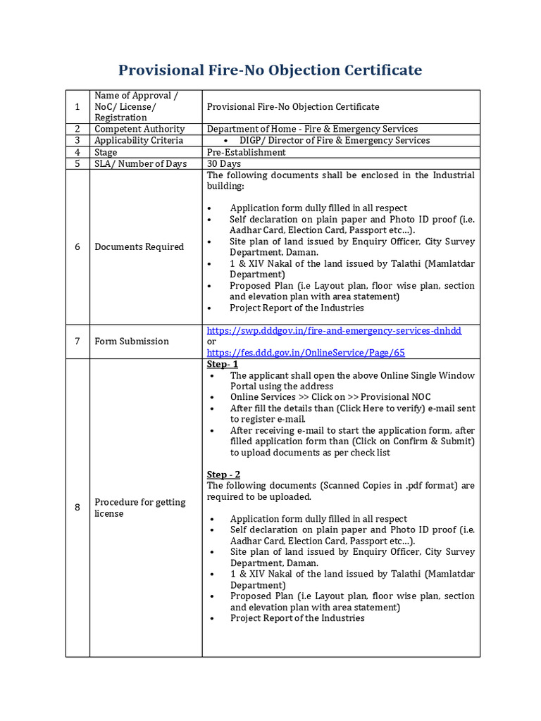 Provisional Fire NOC EODB Procedure | PDF | Payments