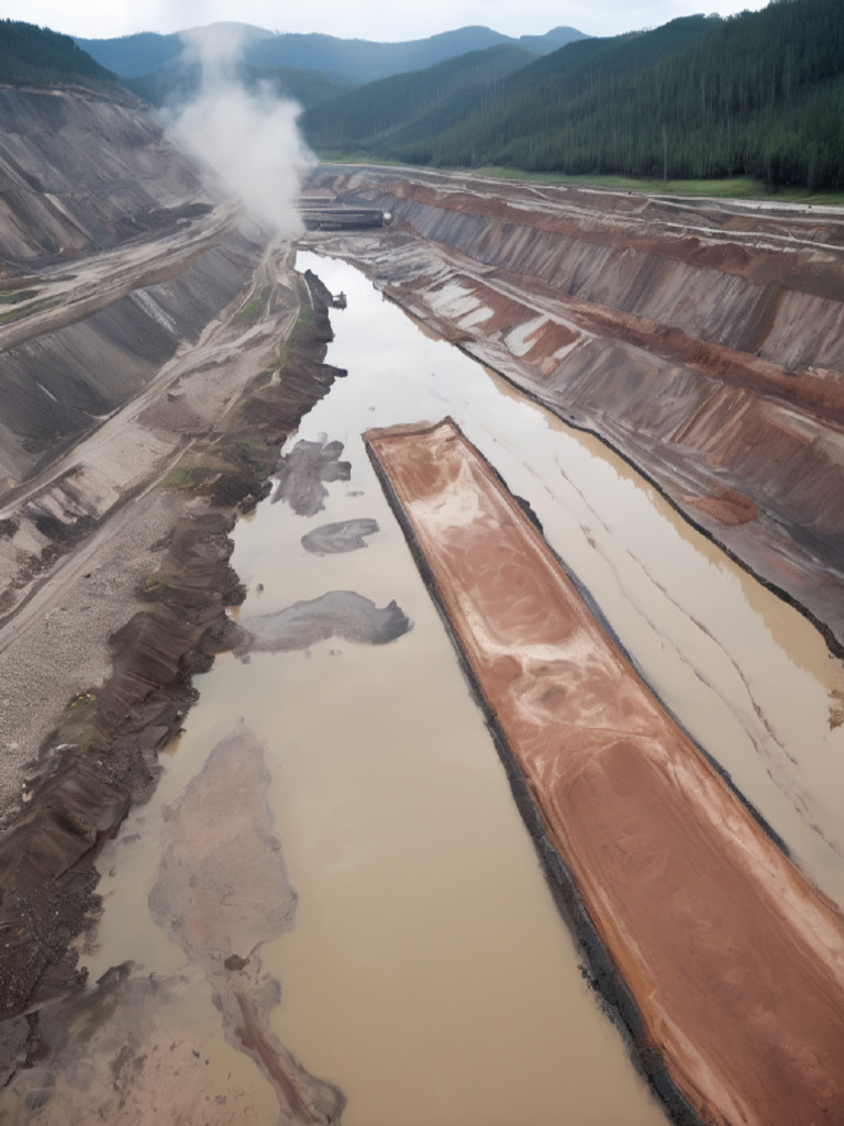 A Photograph Depicting Pollution Caused by Mining Activities, Such As ...