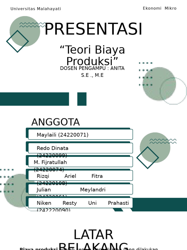 Teori Biaya Produksi - 20241027 - 214501 - 0000 | PDF