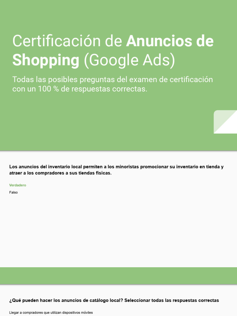 Certificaciขn de Anuncios de Shopping (Google Ads) | PDF | Producto (Negocio) | Publicidad