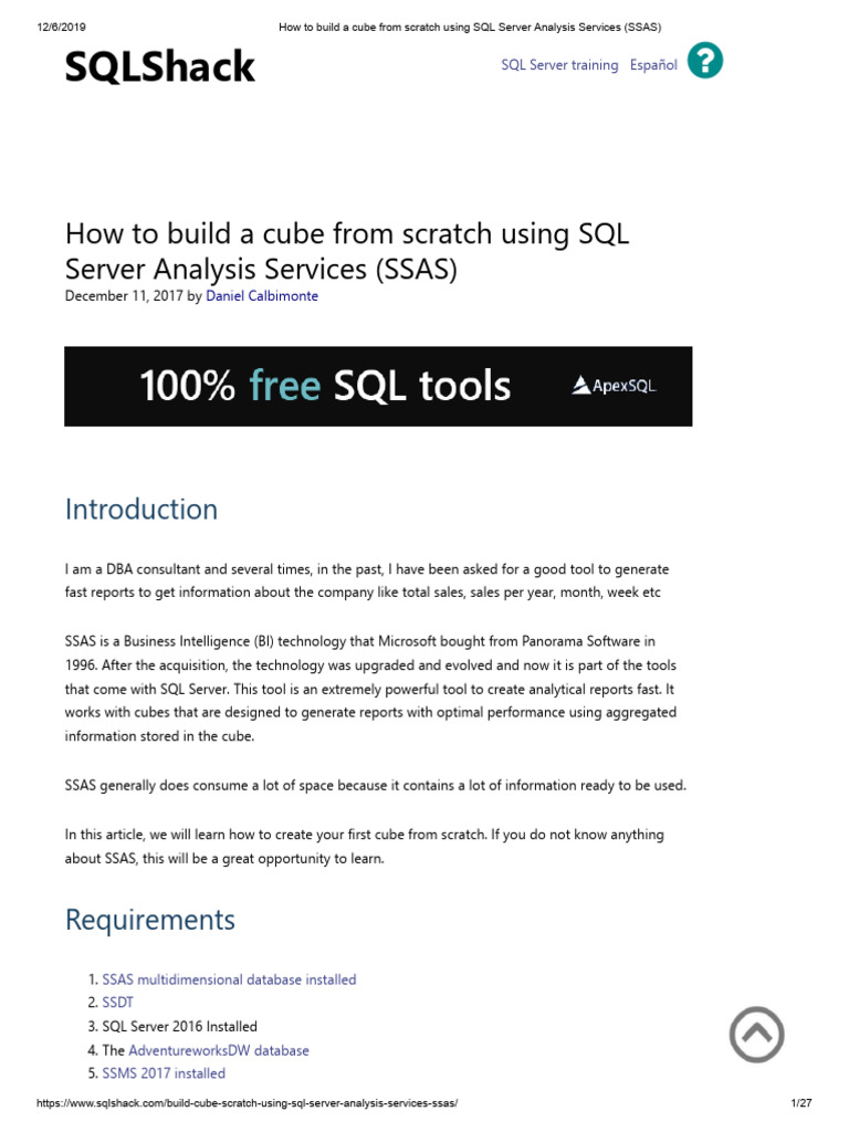 How To Build A Cube From Scratch Using SQL Server Analysis Services (SSAS) | PDF | Microsoft Sql ...