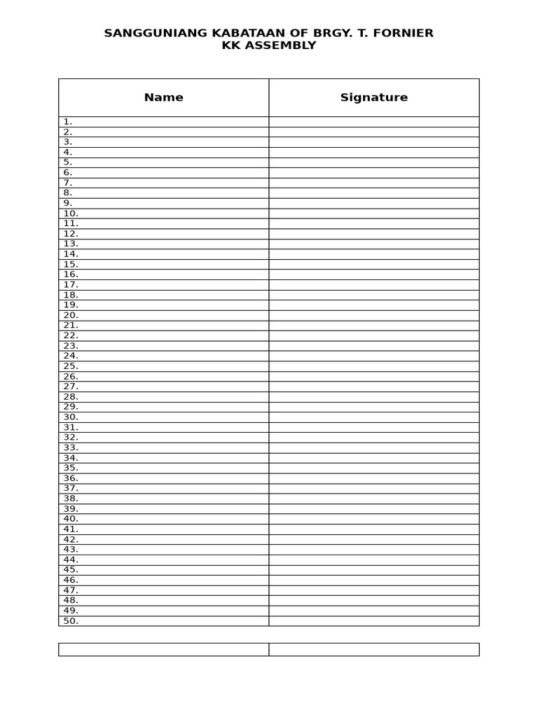KK Assembly Attendance Sheet | PDF