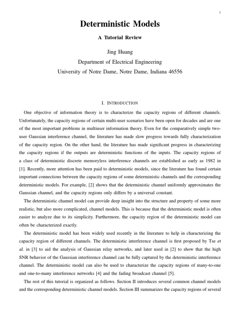 Deterministic Models: Jing Huang Department of Electrical Engineering ...