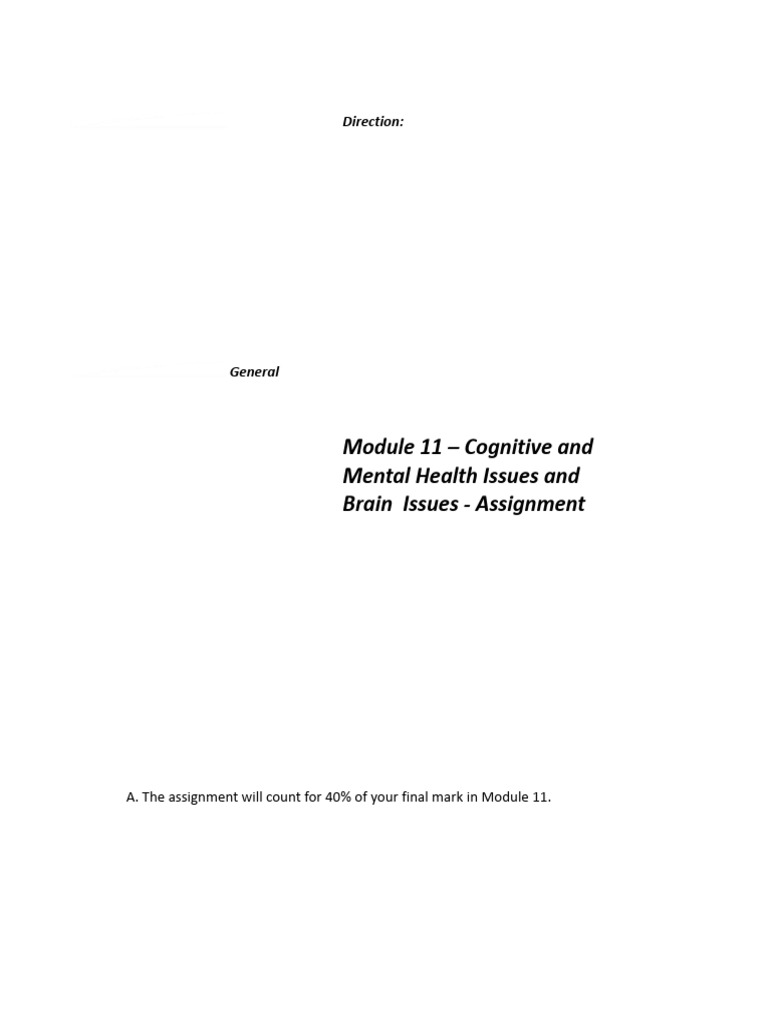 Module 11: Cognitive Health Assignment | PDF | Dementia | Mental Disorder