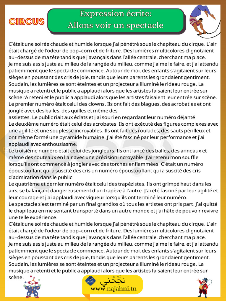 Production Module Allons Voir Un Spectacle 8eme Annee | PDF