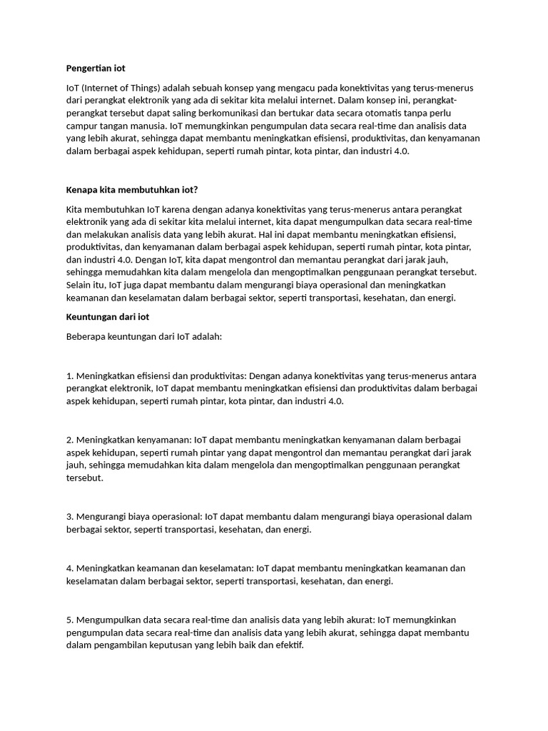 IoT: Konsep, Manfaat, dan Masa Depan | PDF | Teknologi & Rekayasa