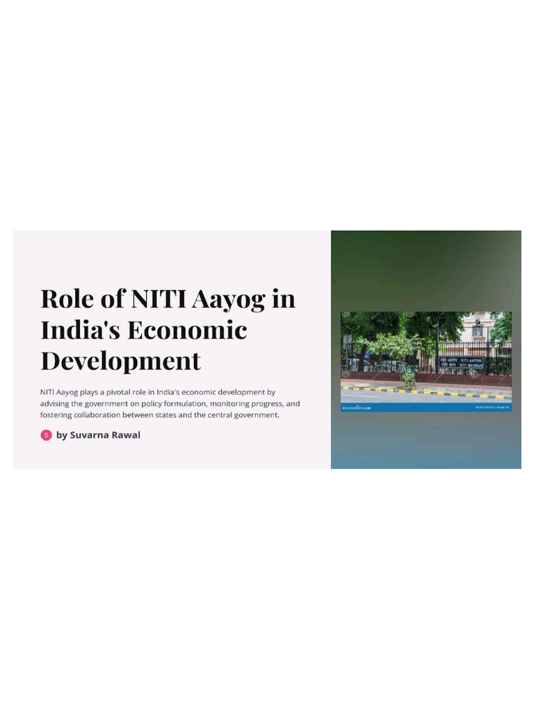 Role of NITI Ayog | PDF