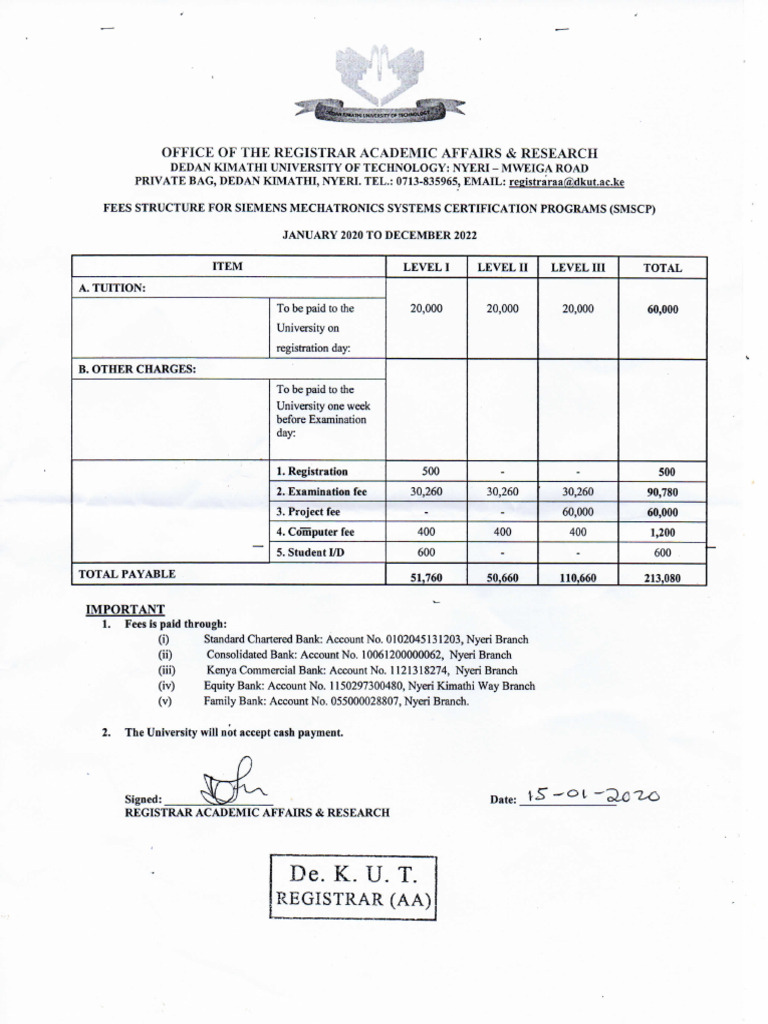 Signed SMSCP-fee-structure 2020 Signed | PDF
