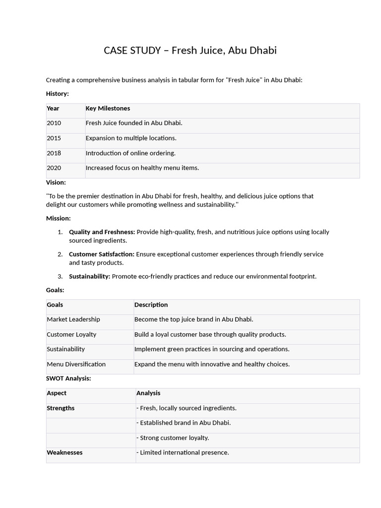 Fresh Juice Business Strategy in Abu Dhabi | PDF | Marketing | Pricing