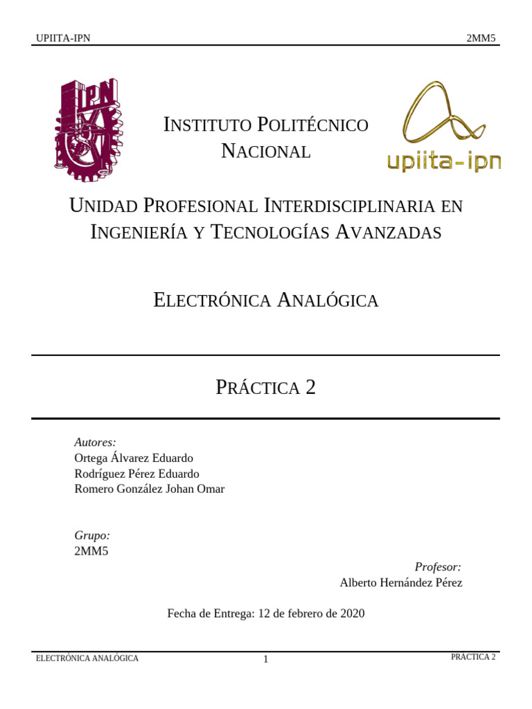 Práctica de Filtros Electrónicos UPIITA | PDF | Filtro electronico | Frecuencia