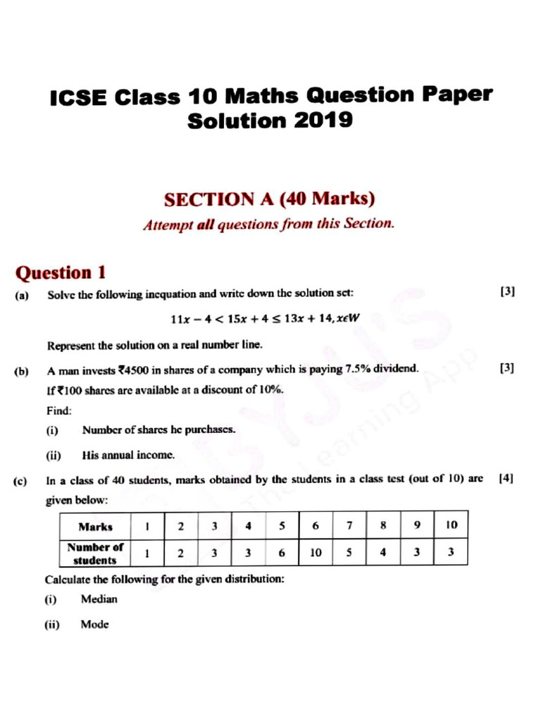 2019 - Icse Maths QP | PDF