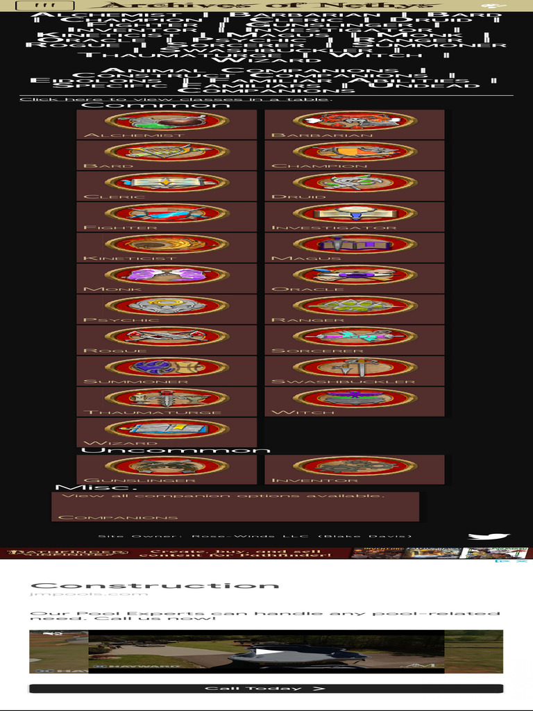 Nethys Archives: Character Classes Guide | PDF