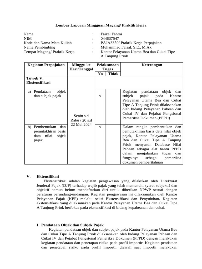 Lembar Laporan Mingguan Tuweb 5 - Faizal Fahmi | PDF