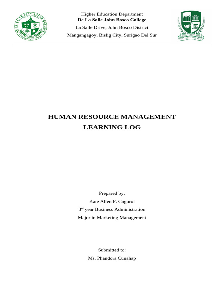 HUMAN RESOURCE MANAGEMENT LEARNING LOG | PDF | Entrepreneurship | Mindset