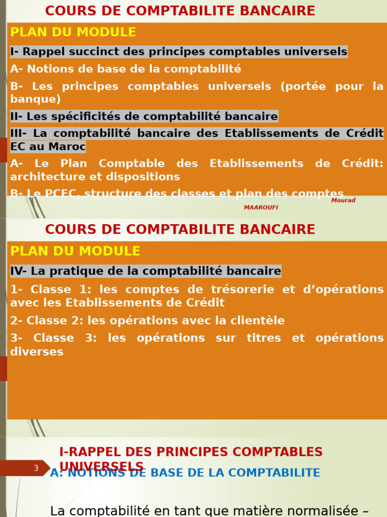 Cours de Comptabilité Bancaire au Maroc | PDF | Comptabilité | Banques
