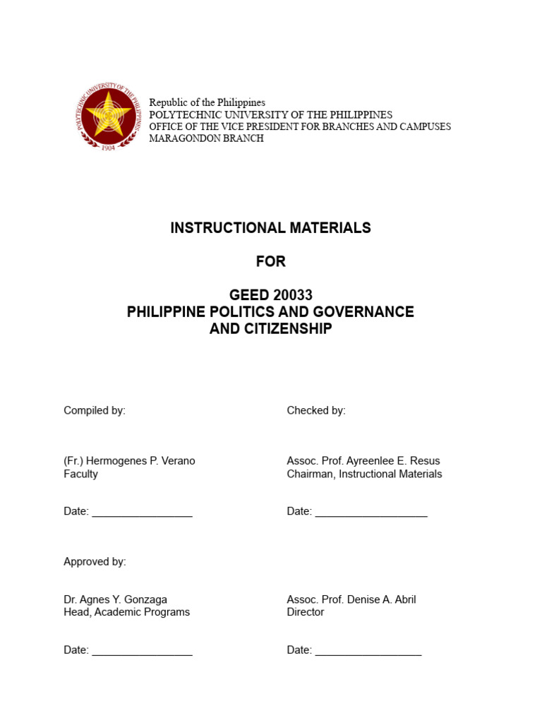 Philippine Politics and Governance | PDF | Power (Social And Political ...