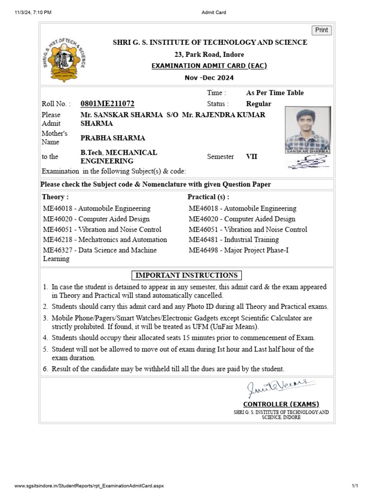 Admit Card | PDF | Computing | Engineering