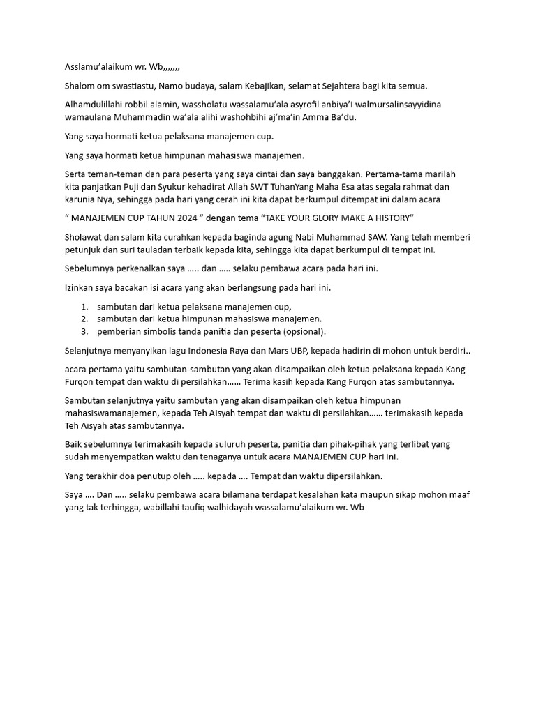 Teks MC Mencup | PDF | Kajian Bahasa Asing | Seni