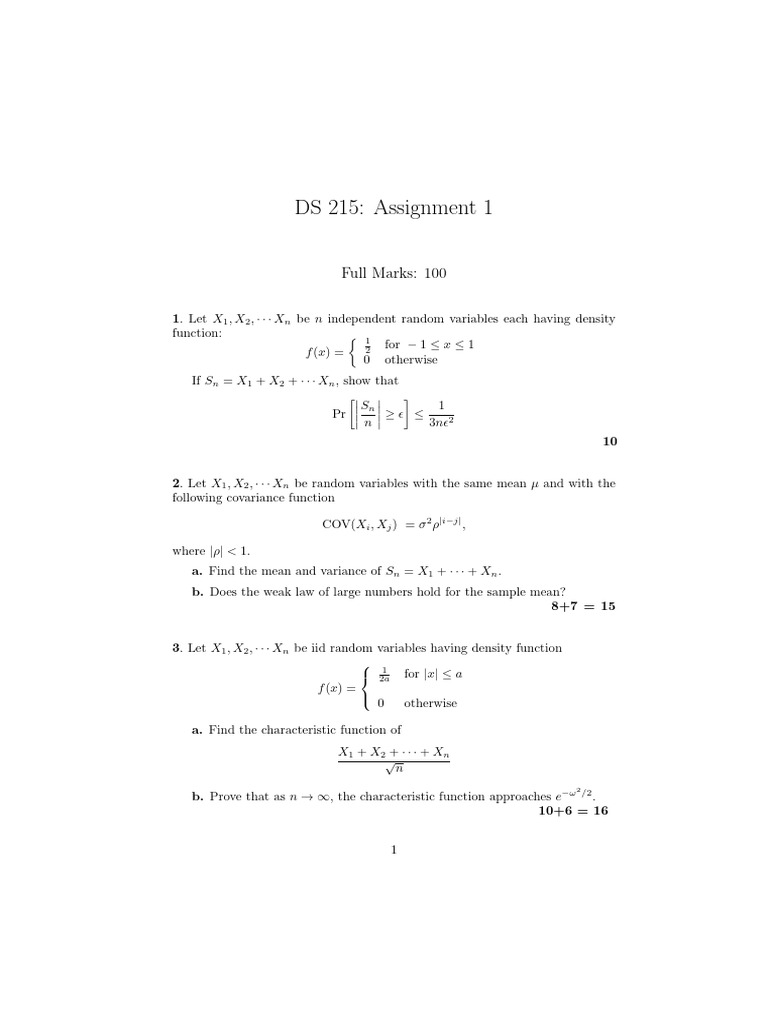 DS215 Assignment 1 | PDF | Random Variable | Stochastic Process