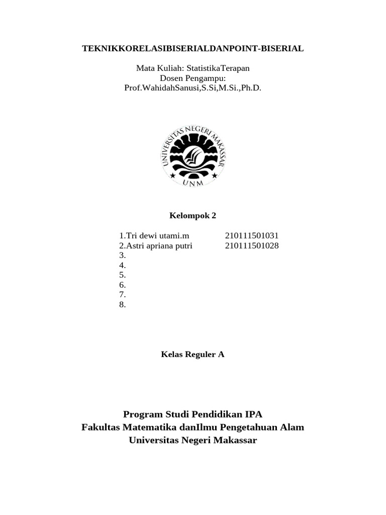 Teknik Korelasi Biserial dan Point Biserial | PDF | Metode & Bahan Ajar