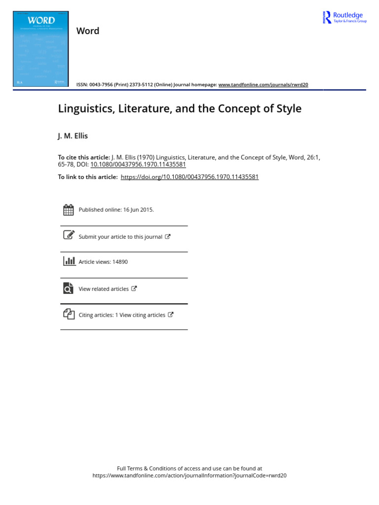 Linguistics Literature and The Concept of Style | PDF | Linguistics ...