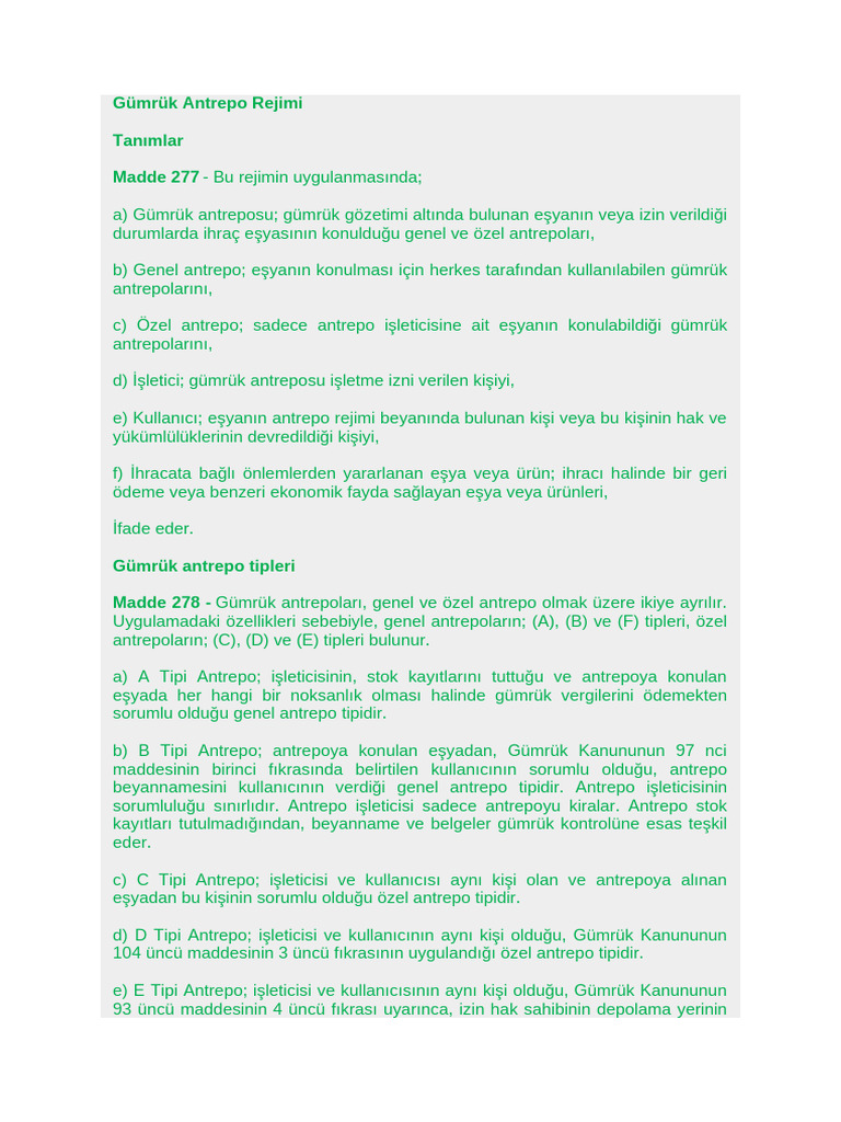 Gumruk Antrepo Rejimi | PDF