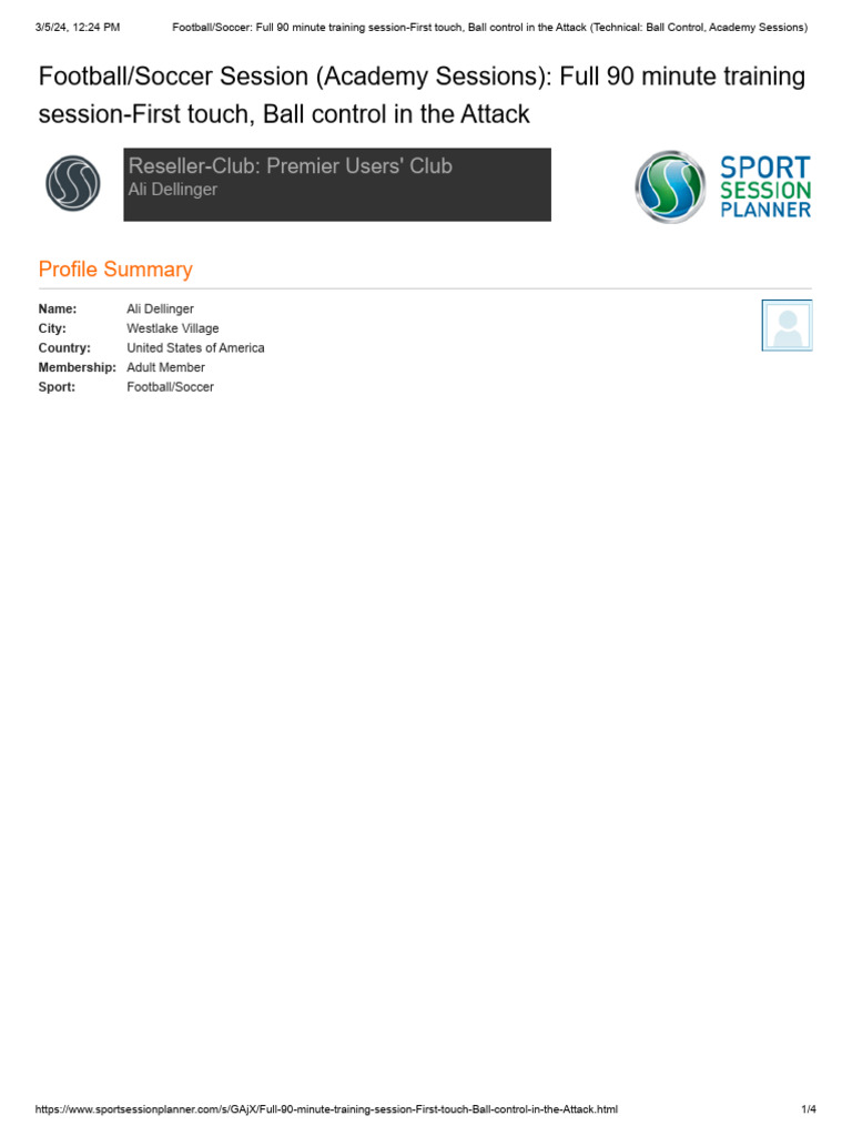 90-Minute Football Training Plan | PDF | Defender (Association Football ...