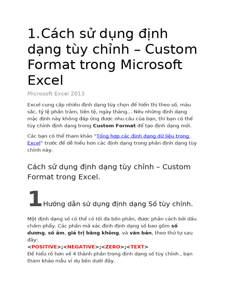 Cách sử dụng định dạng tùy chỉnh | PDF