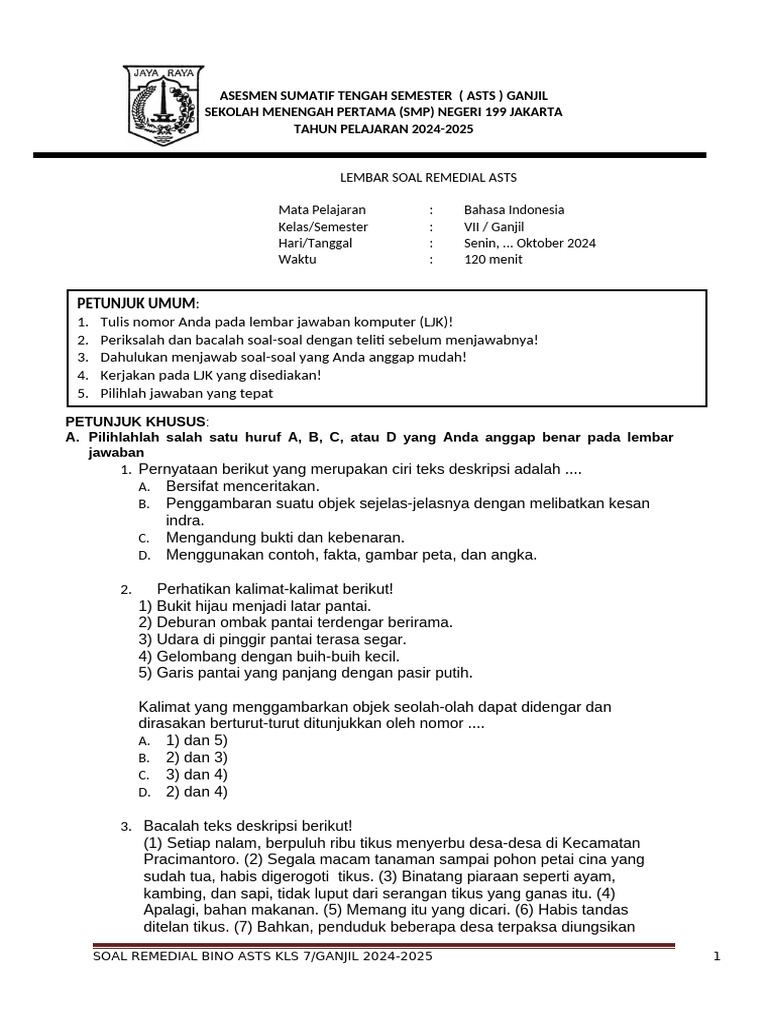 Asesmen Sumatif Tengah Semester | PDF