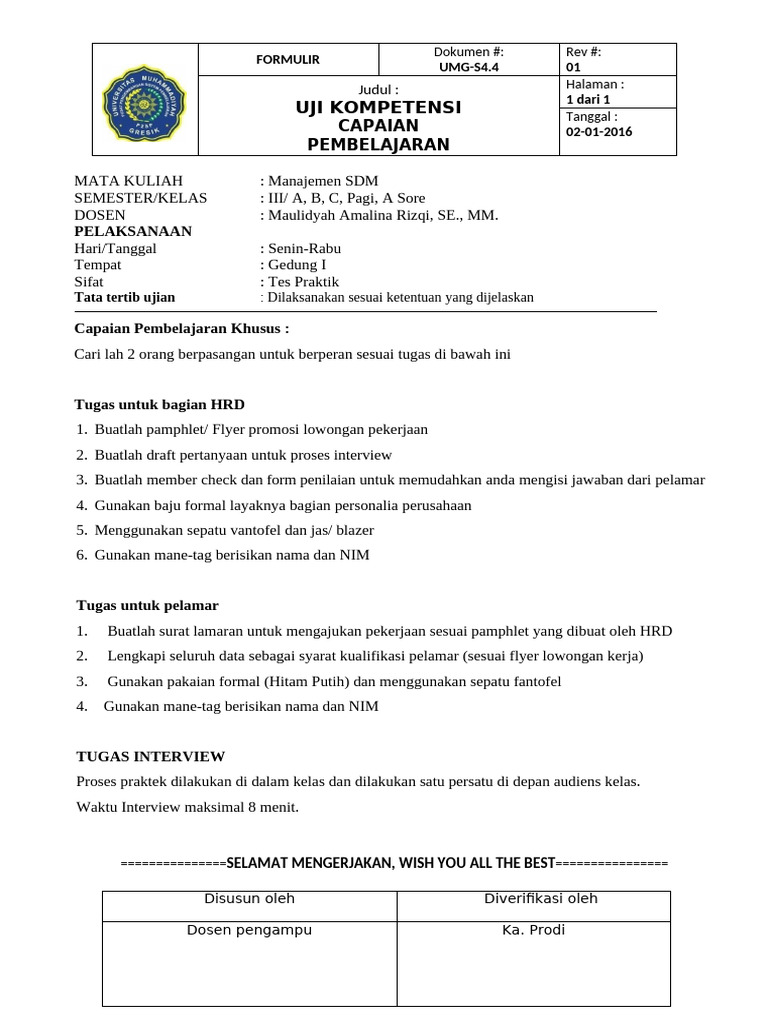 CPK MSDM Sesuai Prosedur (Interview) | PDF