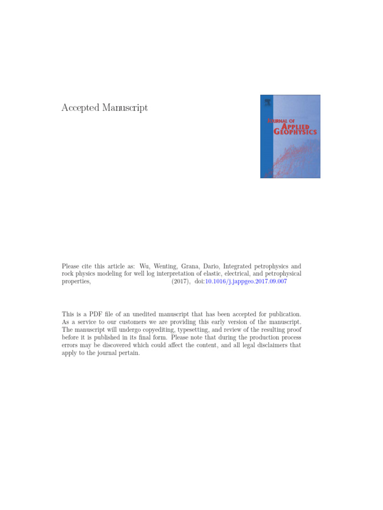 Integrated Petrophysics and Rock Physics Modeling For Well Log ...