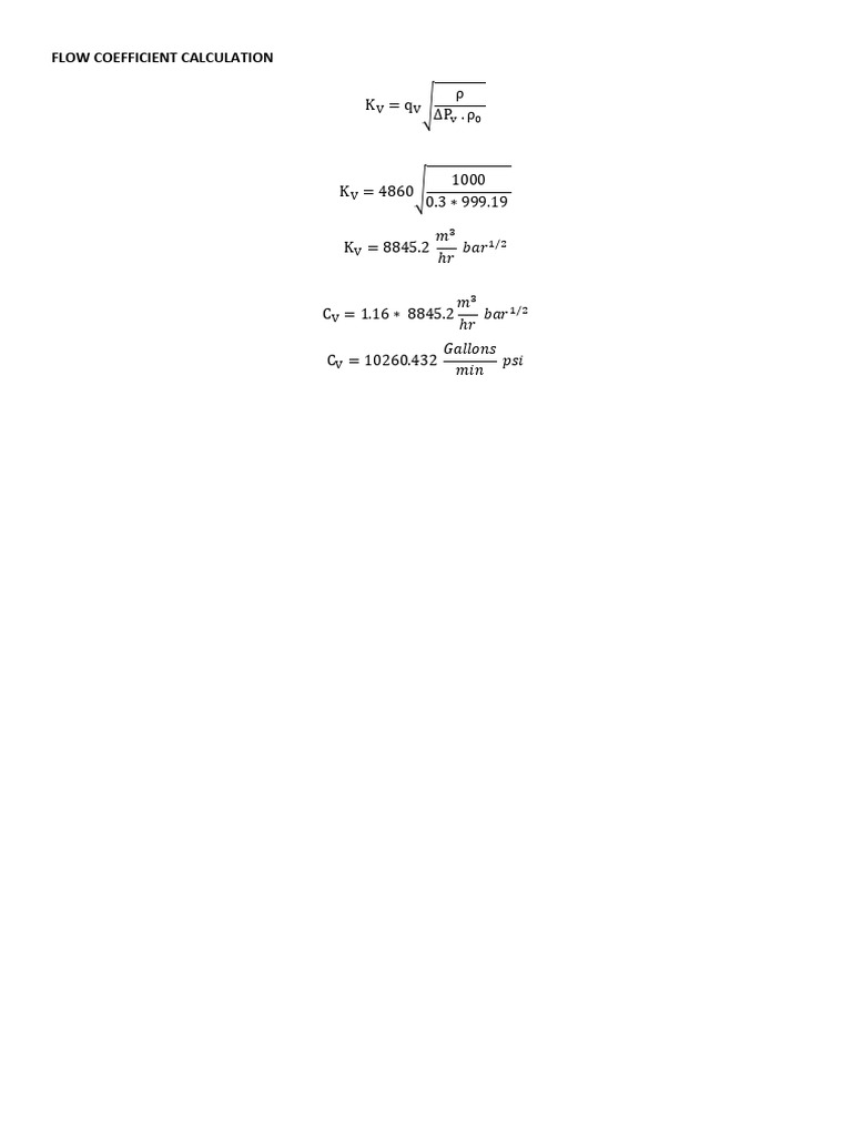 Flow Coefficient Calculation | PDF